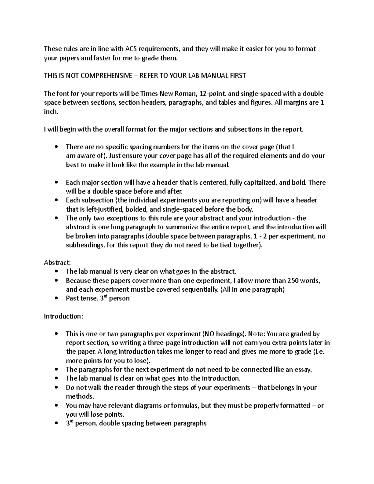 ACS Report Formatting Guidelines - Studocu