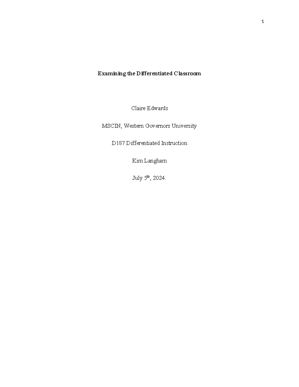 Task 1: Differentiated Instruction Analysis D187 - Studocu