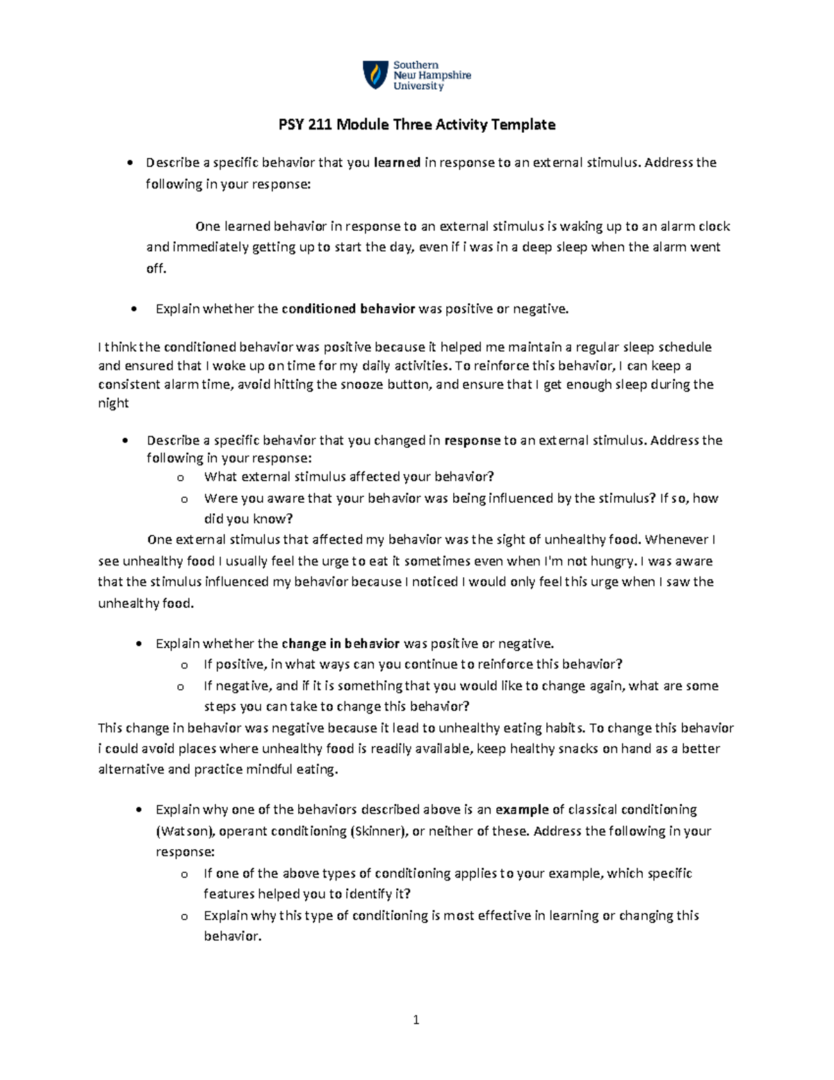 PSY 211 Module Three Activity - Address the following in your response ...
