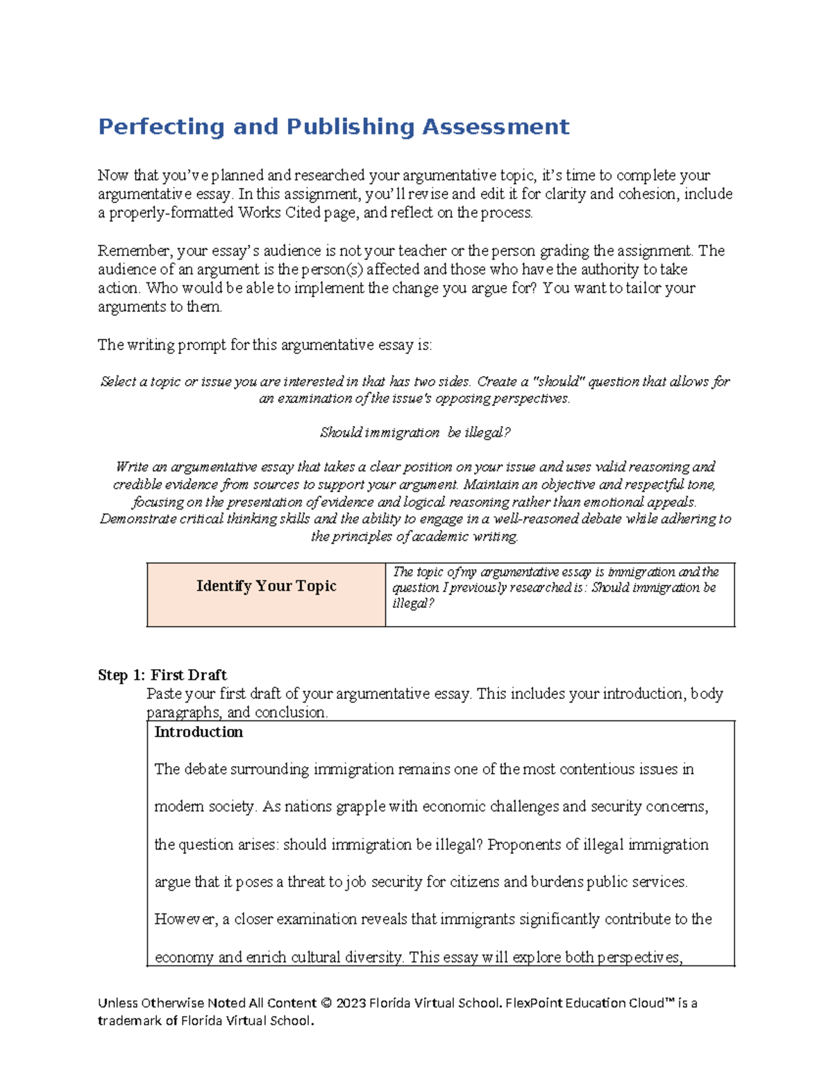Perfecting and Publishing Assessment Rubric for Argumentative Essay ...