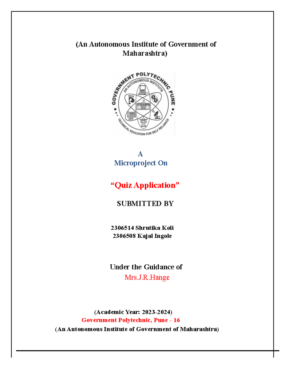 JPMP merged - Java Microproject - (An Autonomous Institute of Government of Maharashtra) A - Studocu