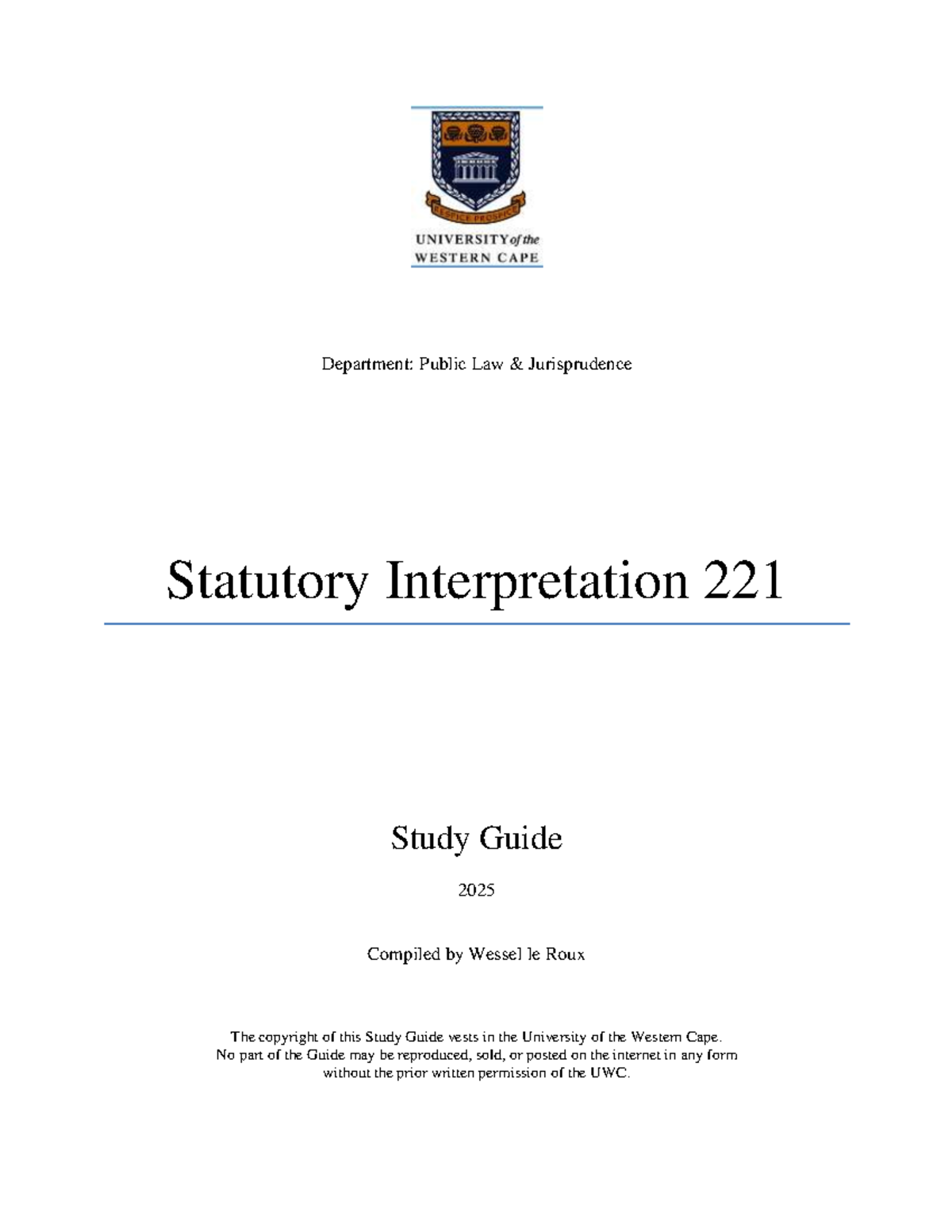 Public Law Jurisprudence 221: Statutory Interpretation Study Guide 2025 - Studocu