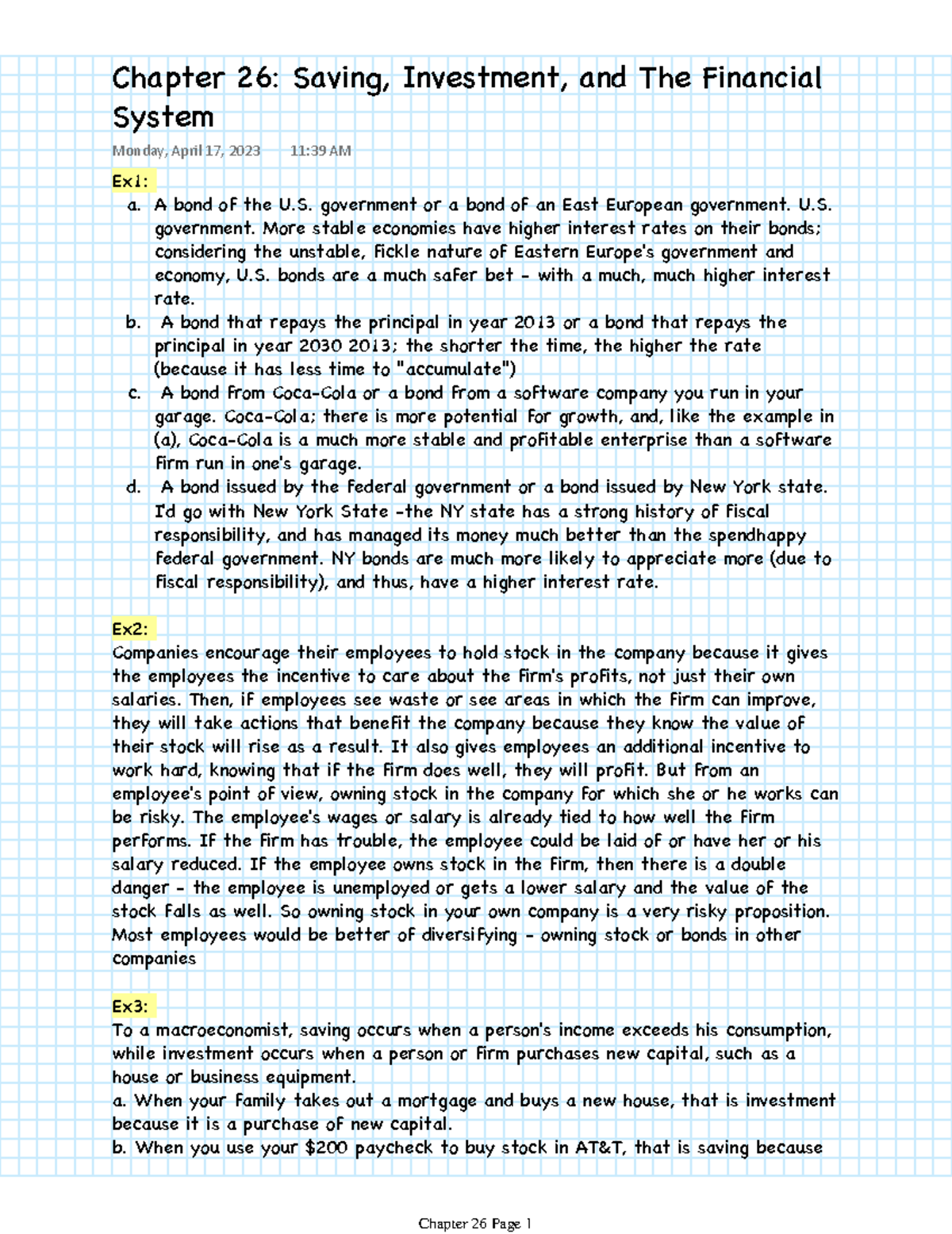 Chapter 26 - Saving, investment and financial system - Ex1: a. A bond ...
