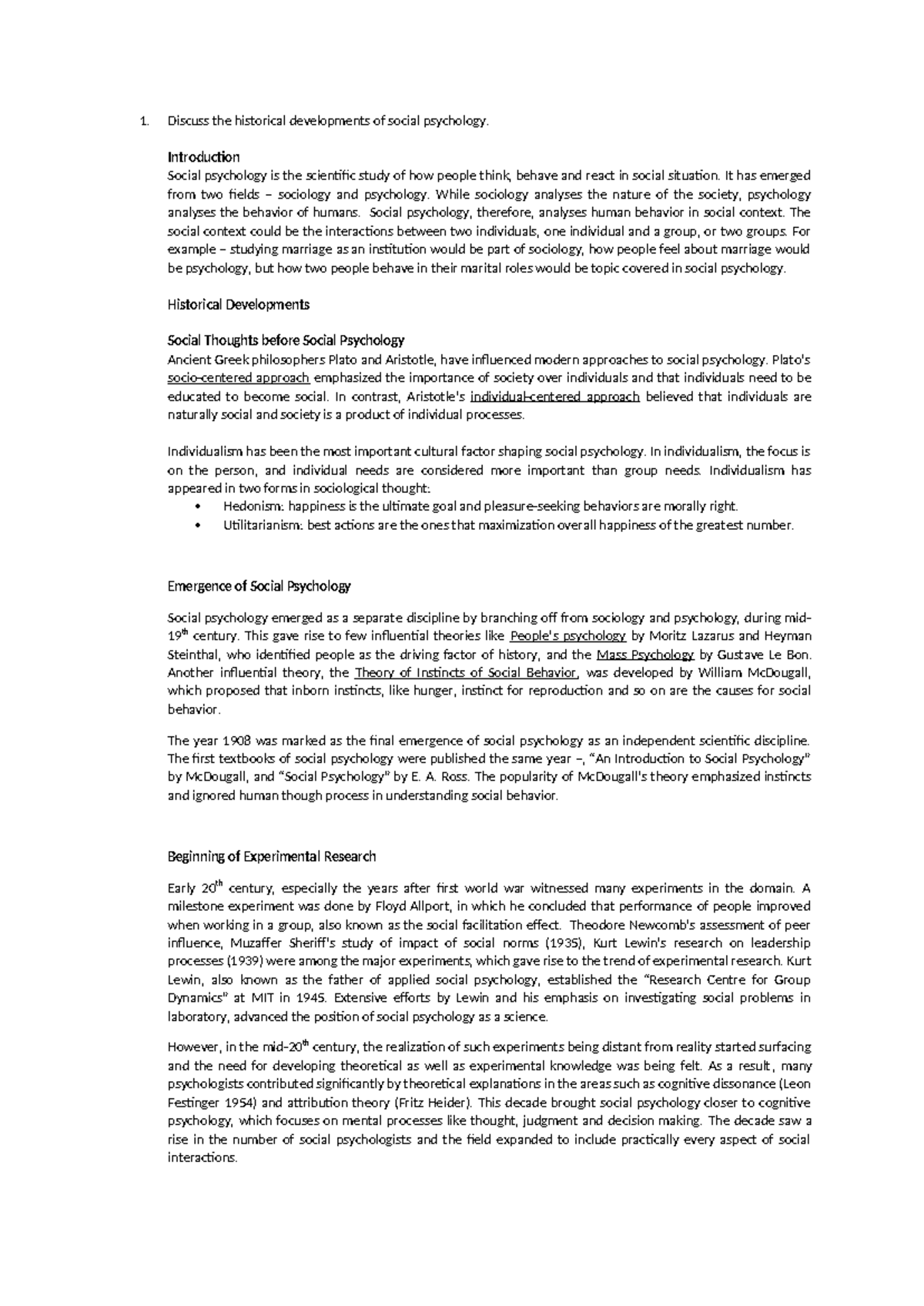 MPC004 - Historical Developments and Applications of Social Psychology ...