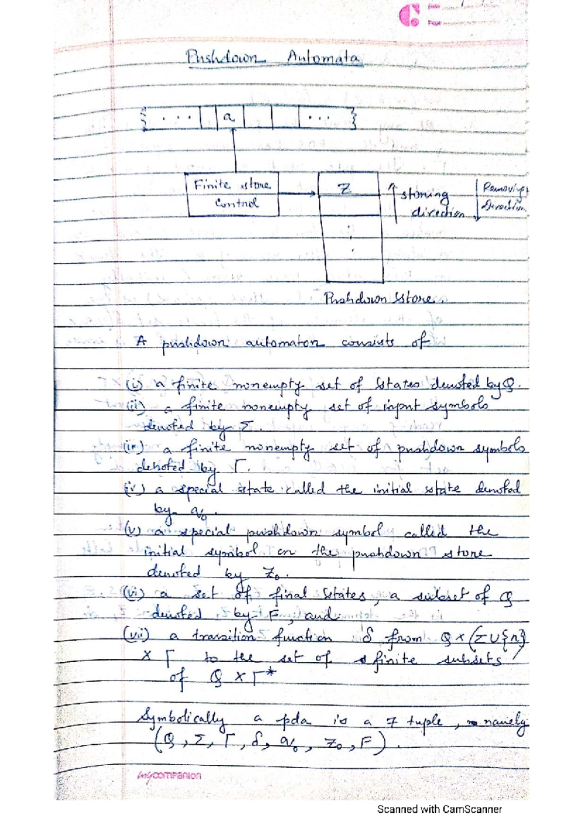 PDA - Notes on Pushdown Automata and Context-Free Languages - Studocu