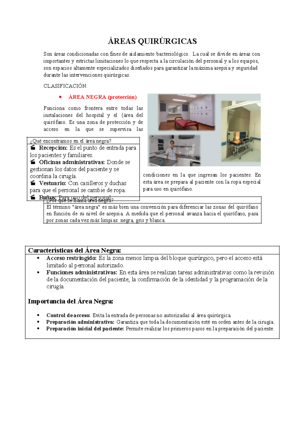 Áreas Quirúrgicas: Clasificación y Funciones del Área Negra y Gris ...