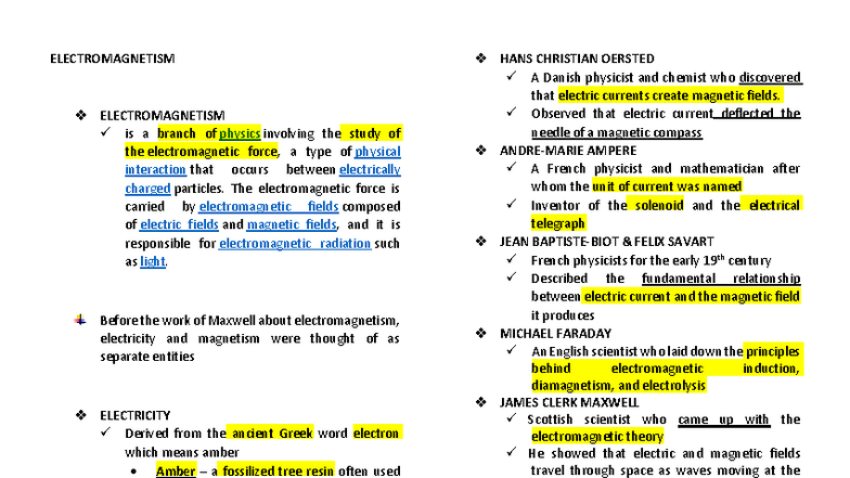 PHI-SCIE: Electromagnetism and Relativity Overview - Studocu