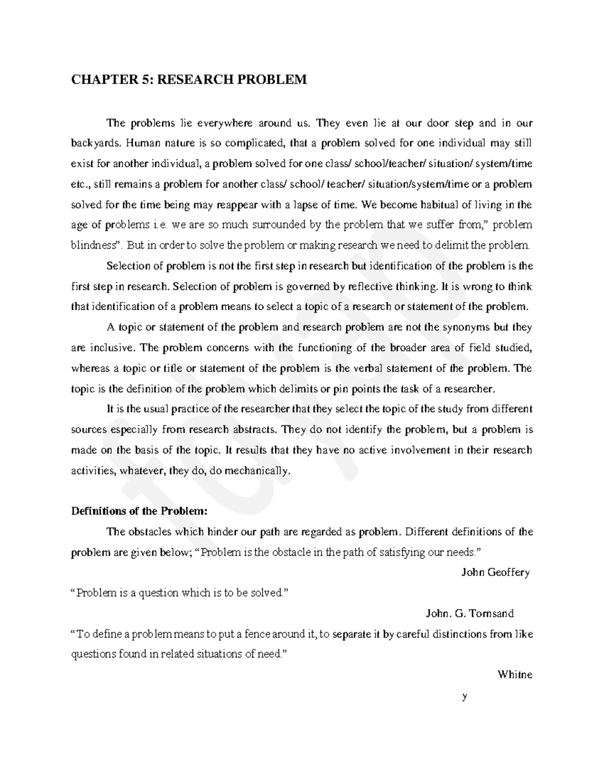 Chapter 5 - Research Problem (Accounting Research Methods) - CHAPTER 5 ...