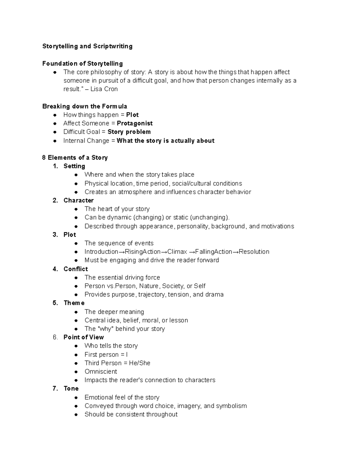 Storytelling and Scriptwriting Essentials: A Comprehensive Guide - Studocu