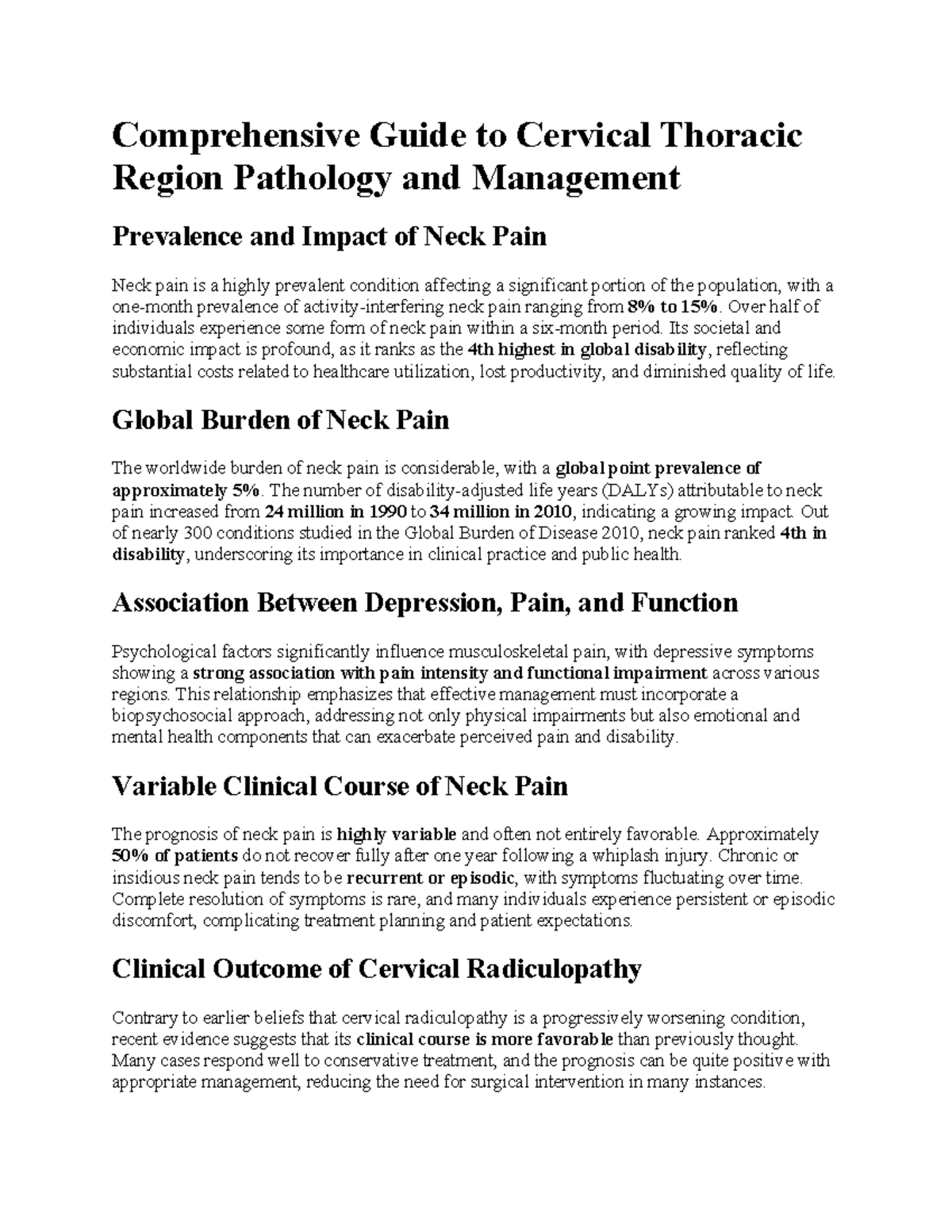 Comprehensive Overview of Cervical Spine Disorders and Management (CSPM ...