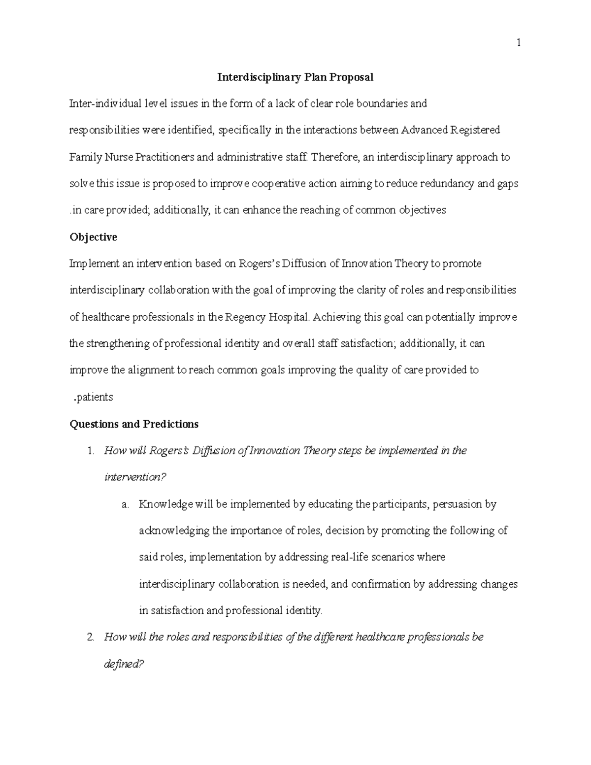 4010 Assessment 3 - Interdisciplinary Plan Proposal Inter-individual level issues in the form of ...