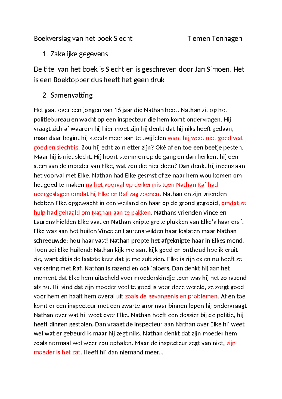 Boekverslag: Slecht van Jan Simoen - Analyse en Recensie - Studeersnel