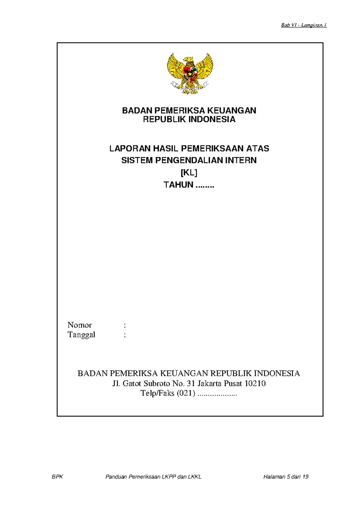Contoh LHP LKKL laporan hasil pemeriksaan - Financial Audit II - Binus ...
