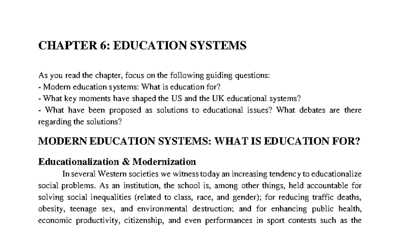 CHAPTER 6: MODERN EDUCATION SYSTEMS IN THE US AND UK - Studocu