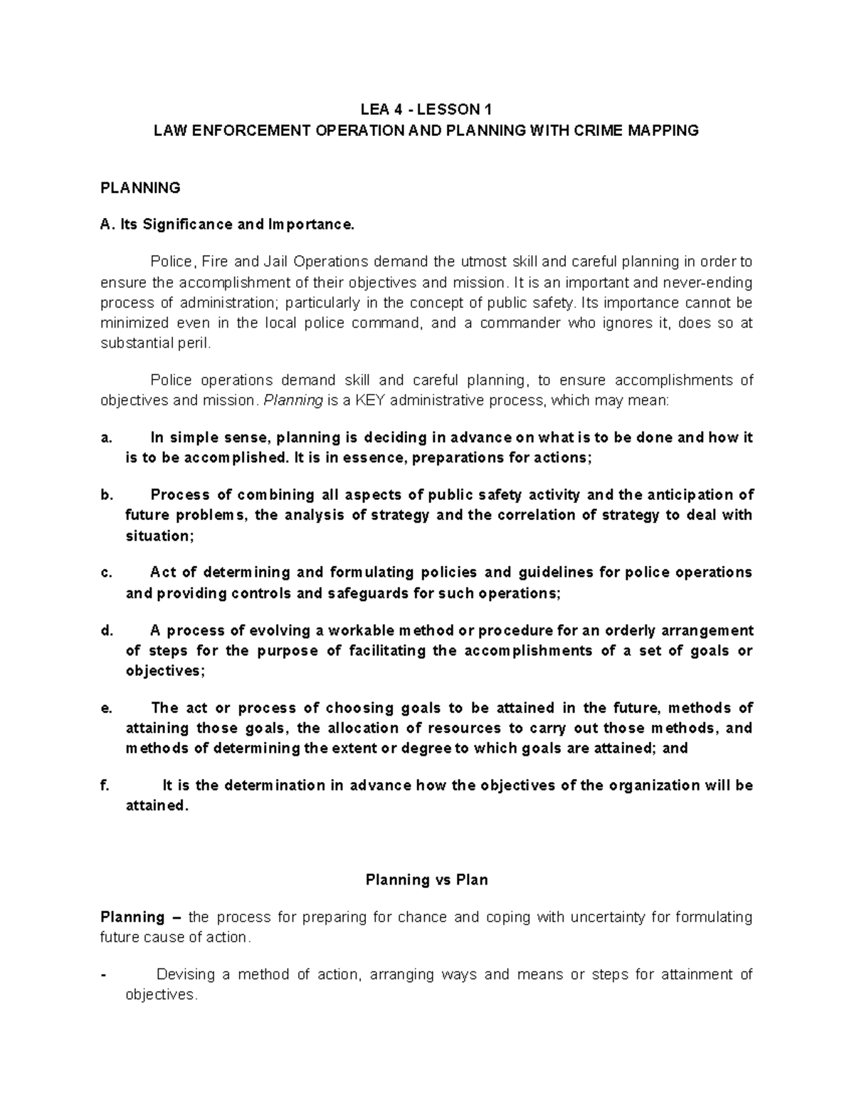 LEA 4 - Lesson 1: The Importance of Crime Mapping in Police Planning ...