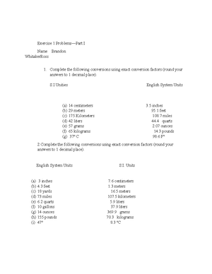 Exercise 19 Patrts 1,2, and 3 - Exercise 19 Problems—Part I Name ...