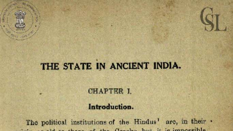 The State in Ancient India: Chapter I Overview and Analysis - Studocu