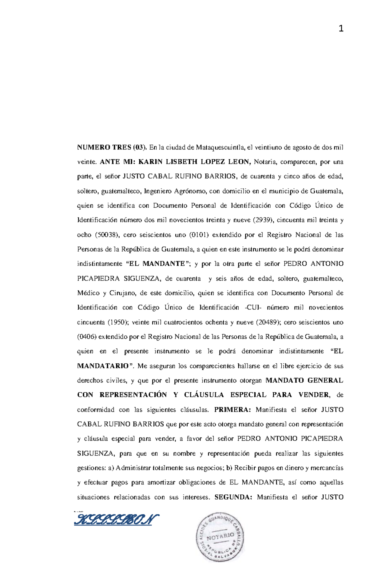 (03) Mandato General con Representación y Cláusula Especial - 2020 ...