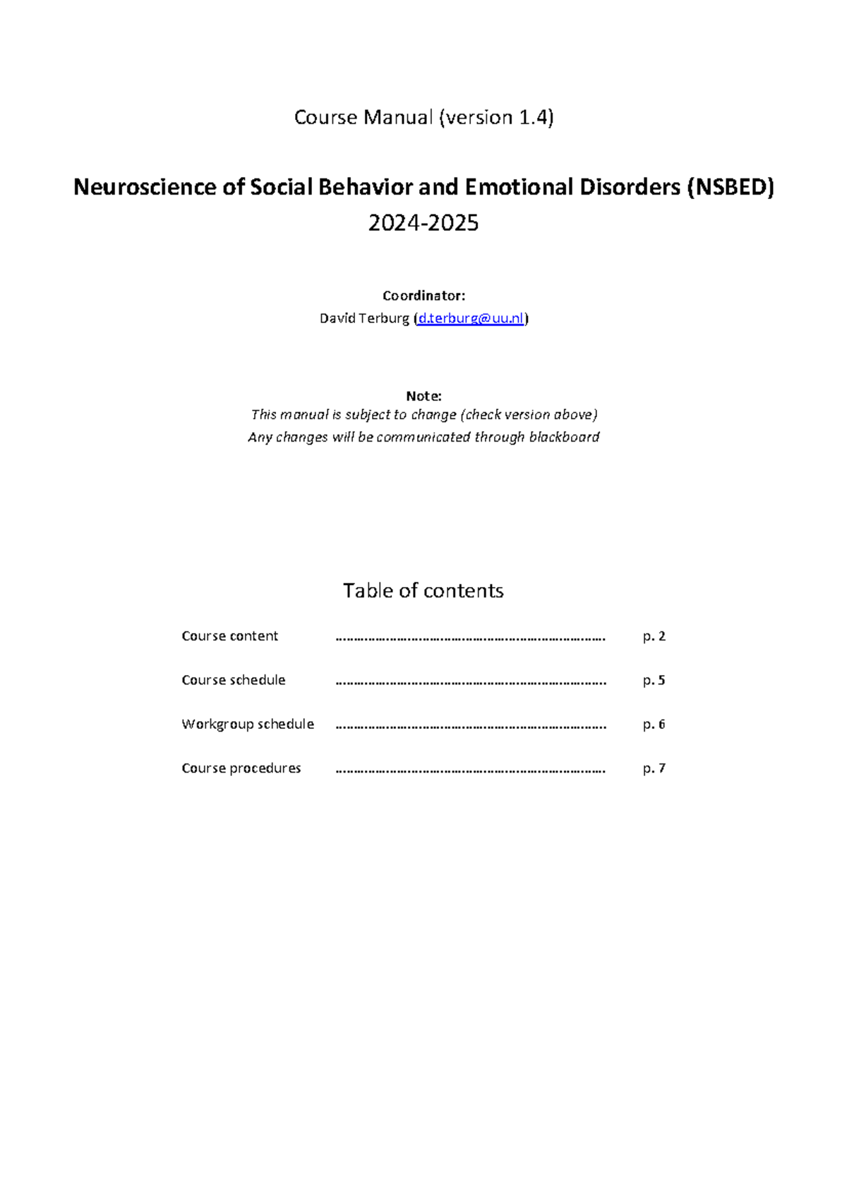 NSBED Course Manual 2024-2025 - Comprehensive Overview (Version 1 ...