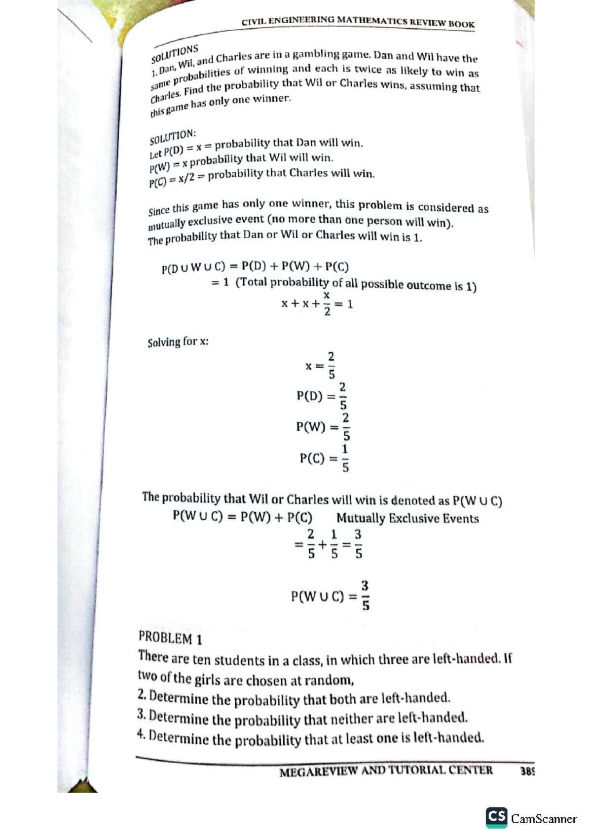 CS CIVIL ENGINEERING MATHEMATICS REVIEW BOOK PROBABILITY SOLUTIONS ...