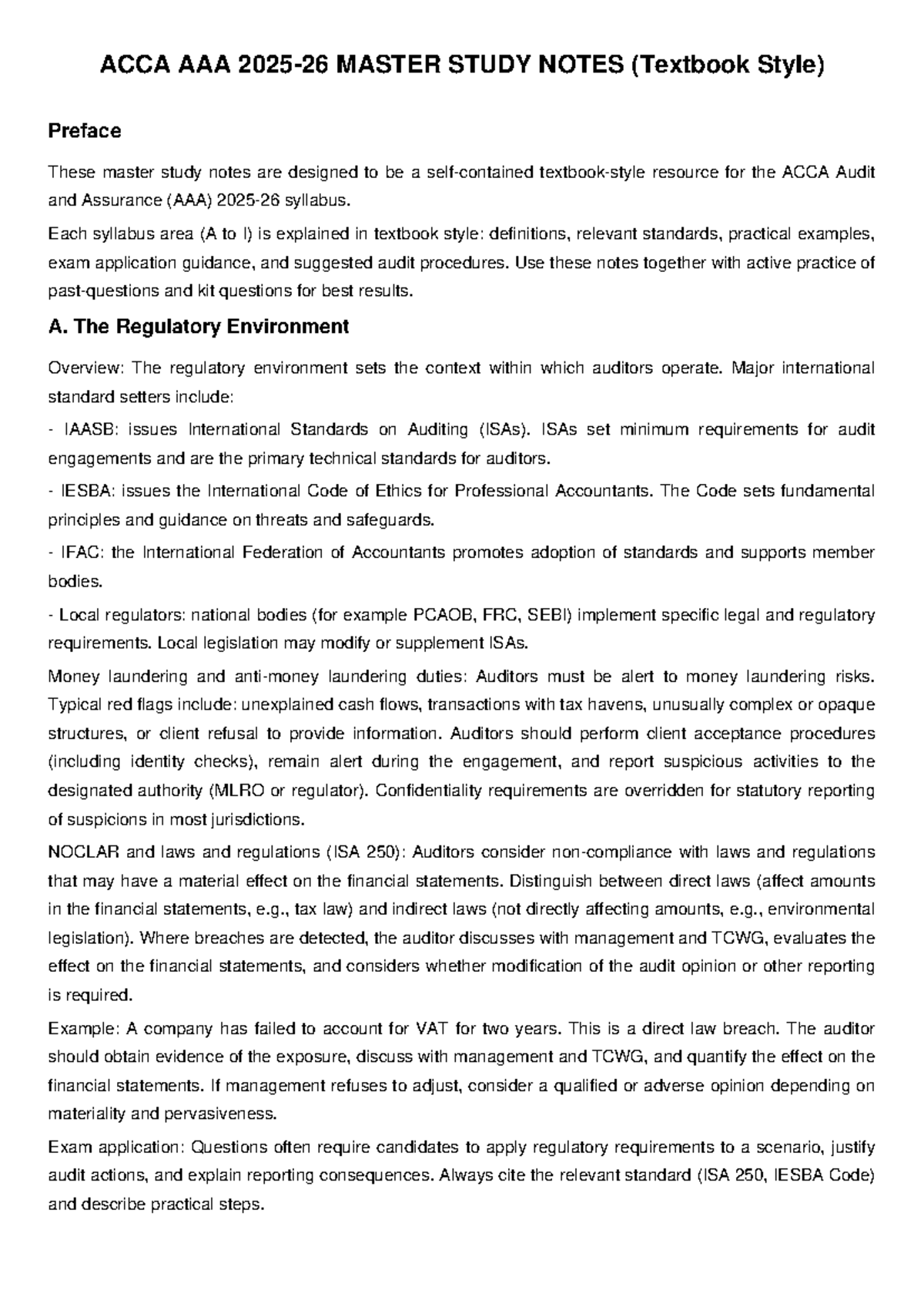 ACCA AAA 2025-26 Comprehensive Master Study Notes - Studocu