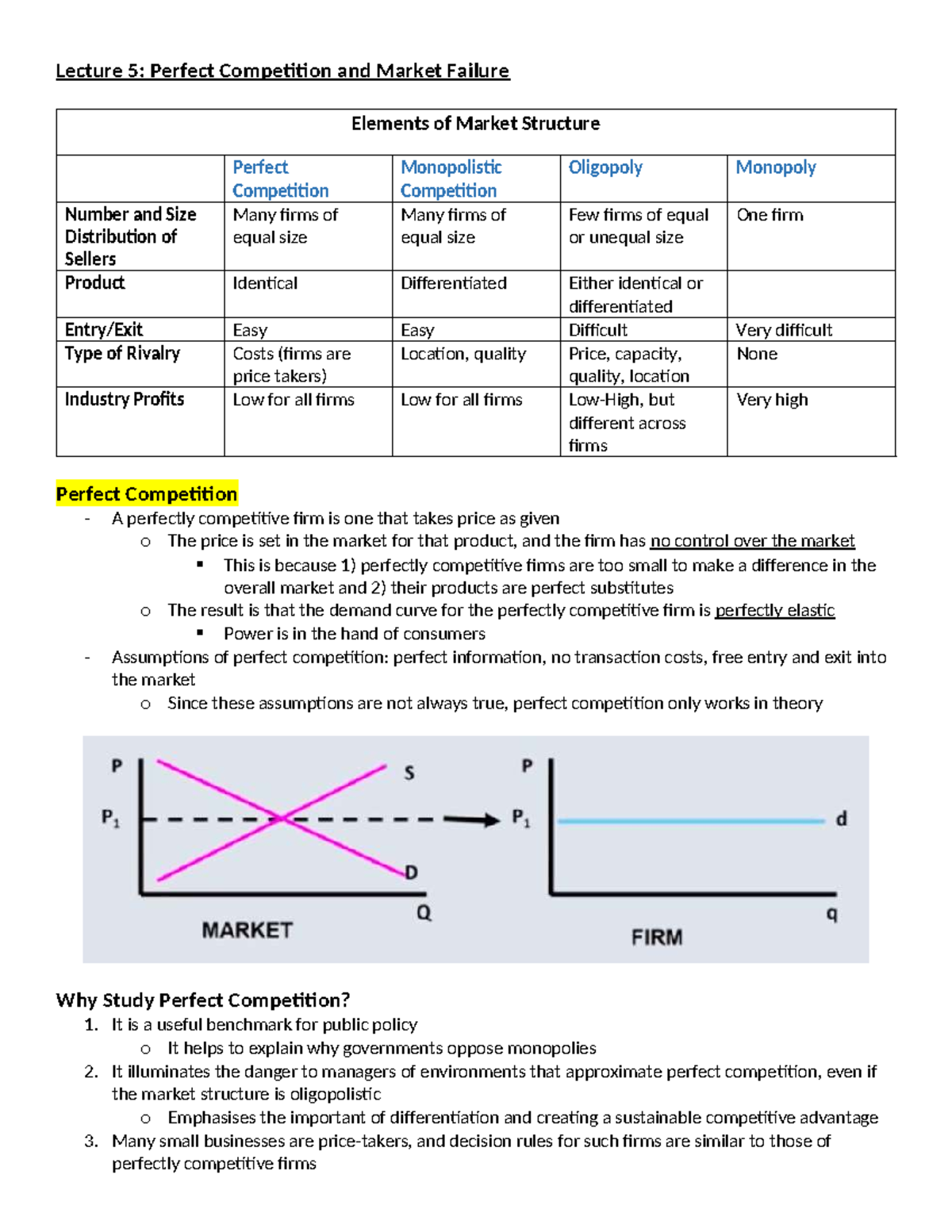 Lecture 5: Perfect Competition & Market Failure Analysis (Econ 101 ...