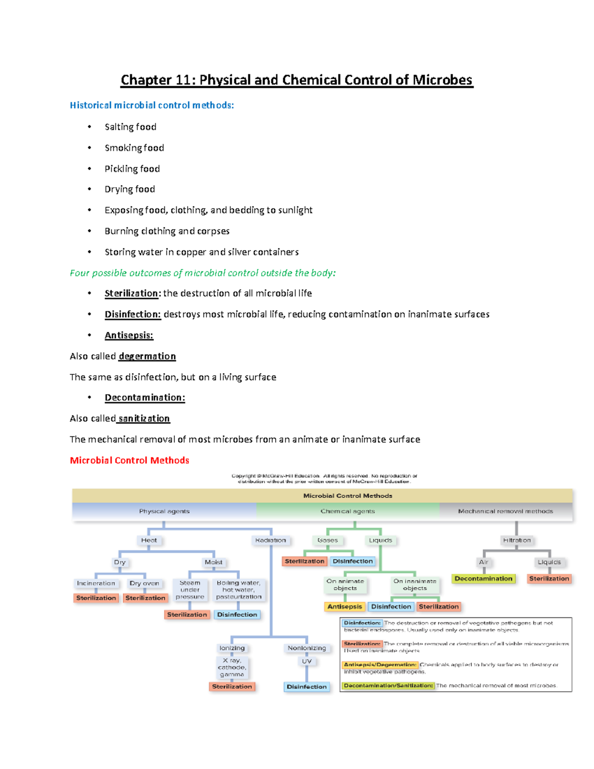 Micro Exam 3 Notes - Chapter 11: Physical and Chemical Control of ...