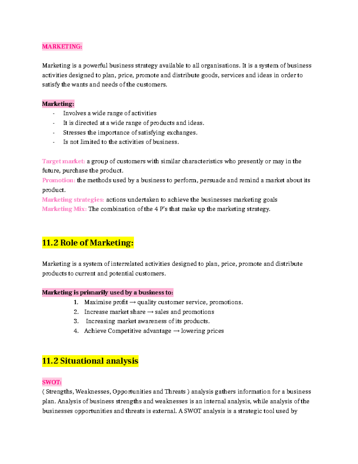 MARKETING 101: Understanding Strategies, Target Markets & Mix - Studocu