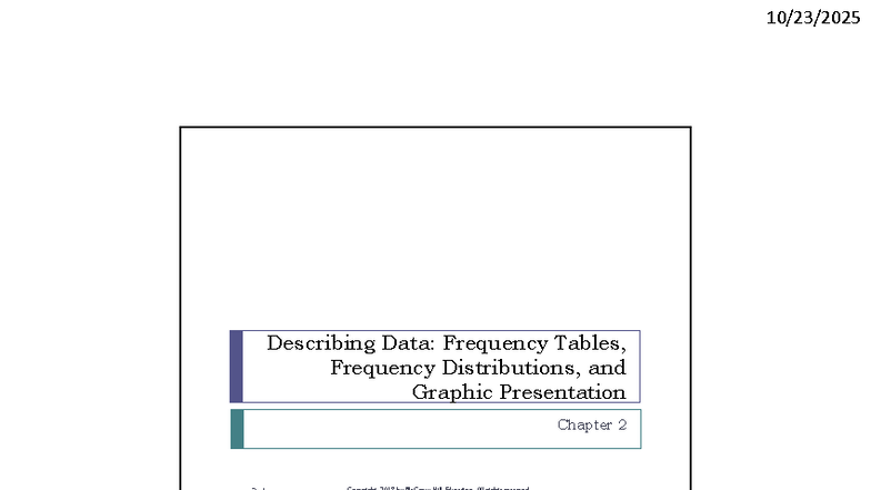 Week 1 - Lec 2: Frequency Tables & Distributions Overview - Studocu