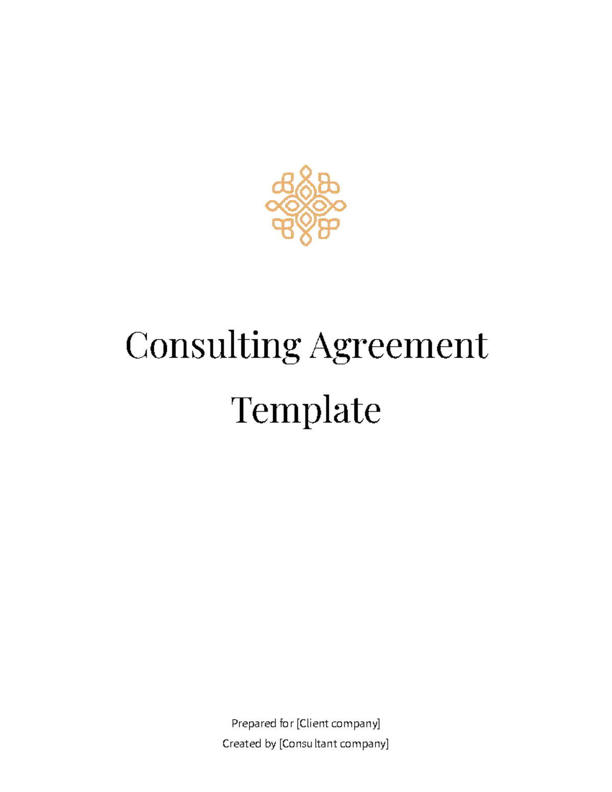 Consulting Agreement Template for Business Course - Student Reference ...