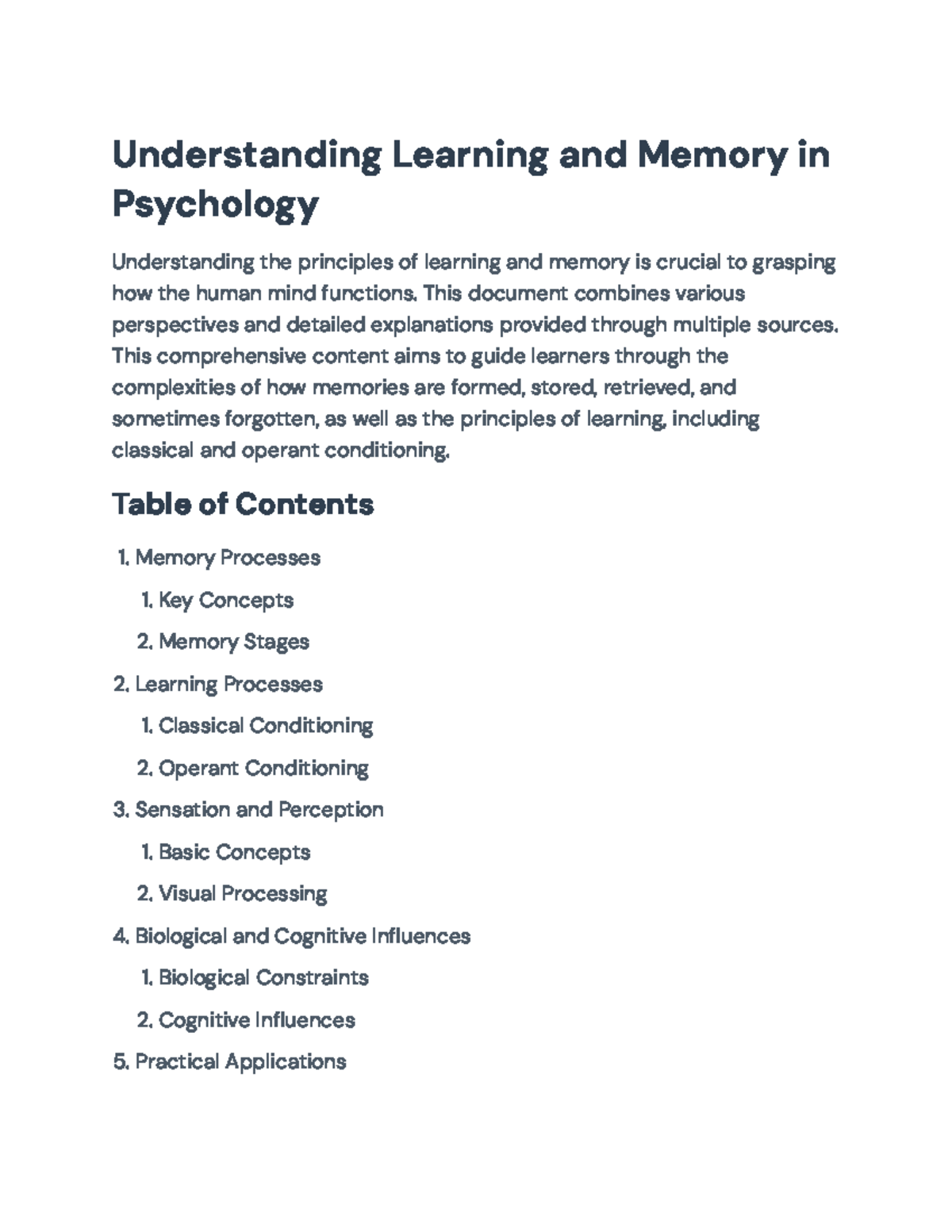 Understanding Learning and Memory: Concepts in Psychology PSY 101 ...