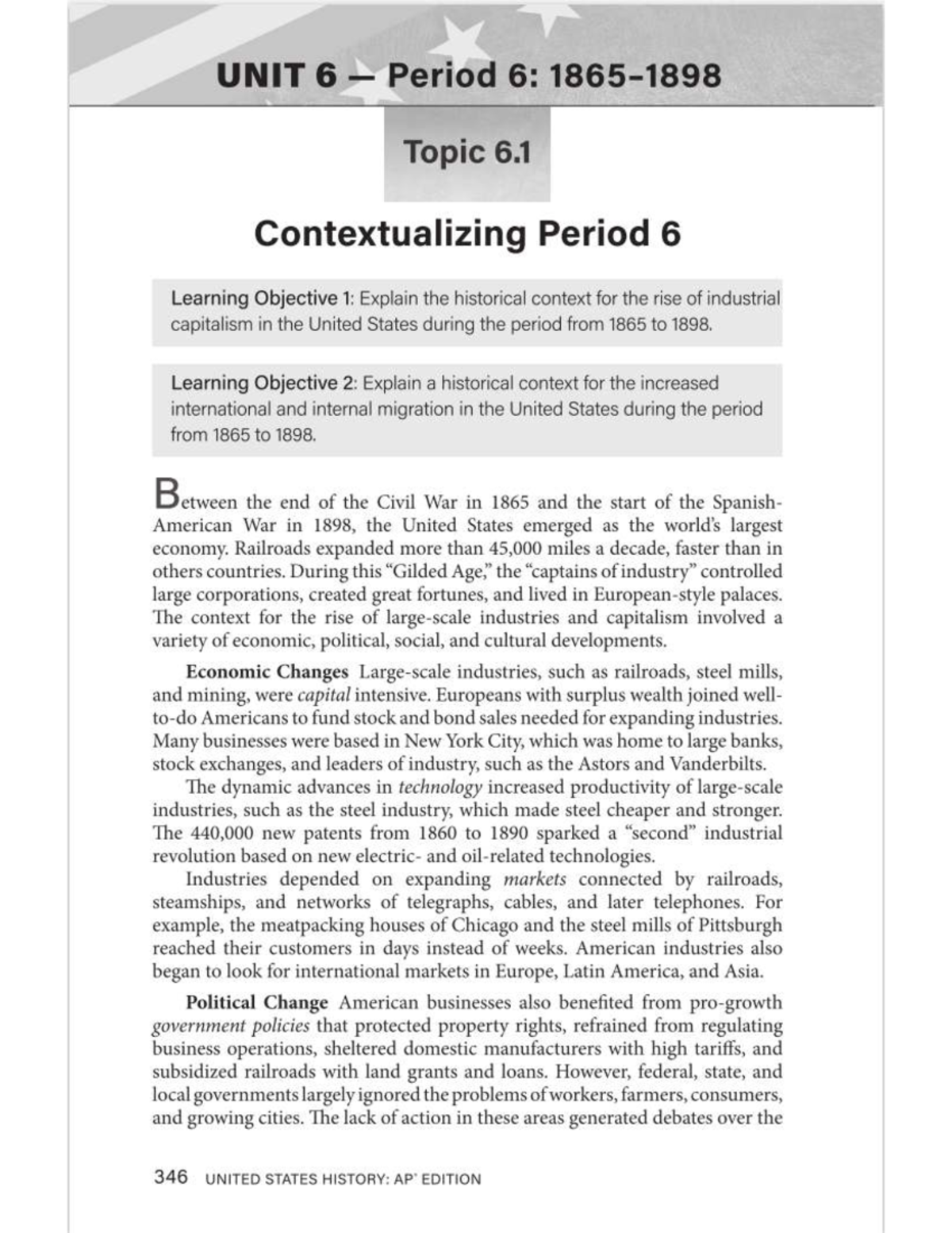 UNIT 6: Contextualizing Industrial Capitalism & Migration (1865-1898 ...