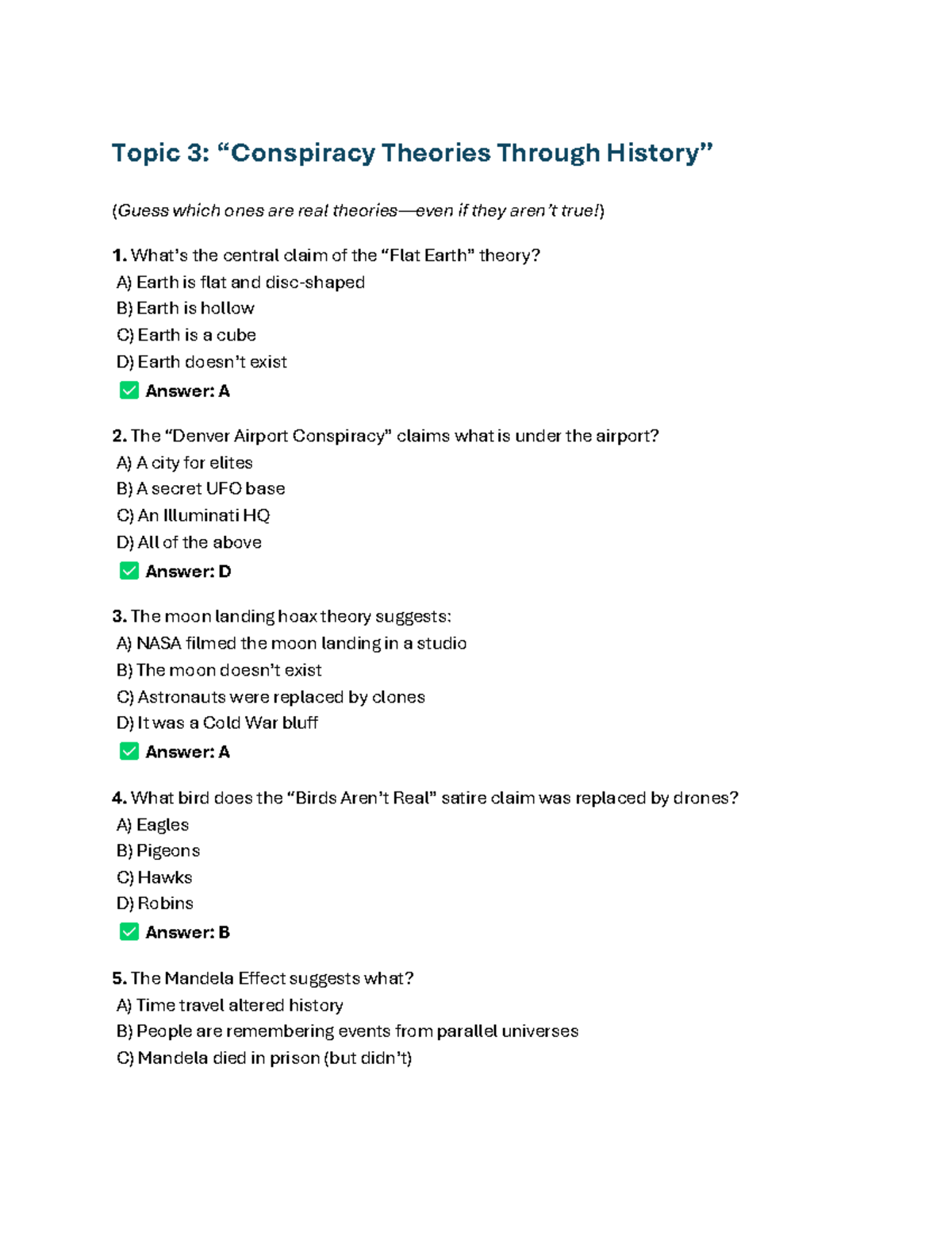 Conspiracy Theories Through History: Topic 3 Insights - Studocu