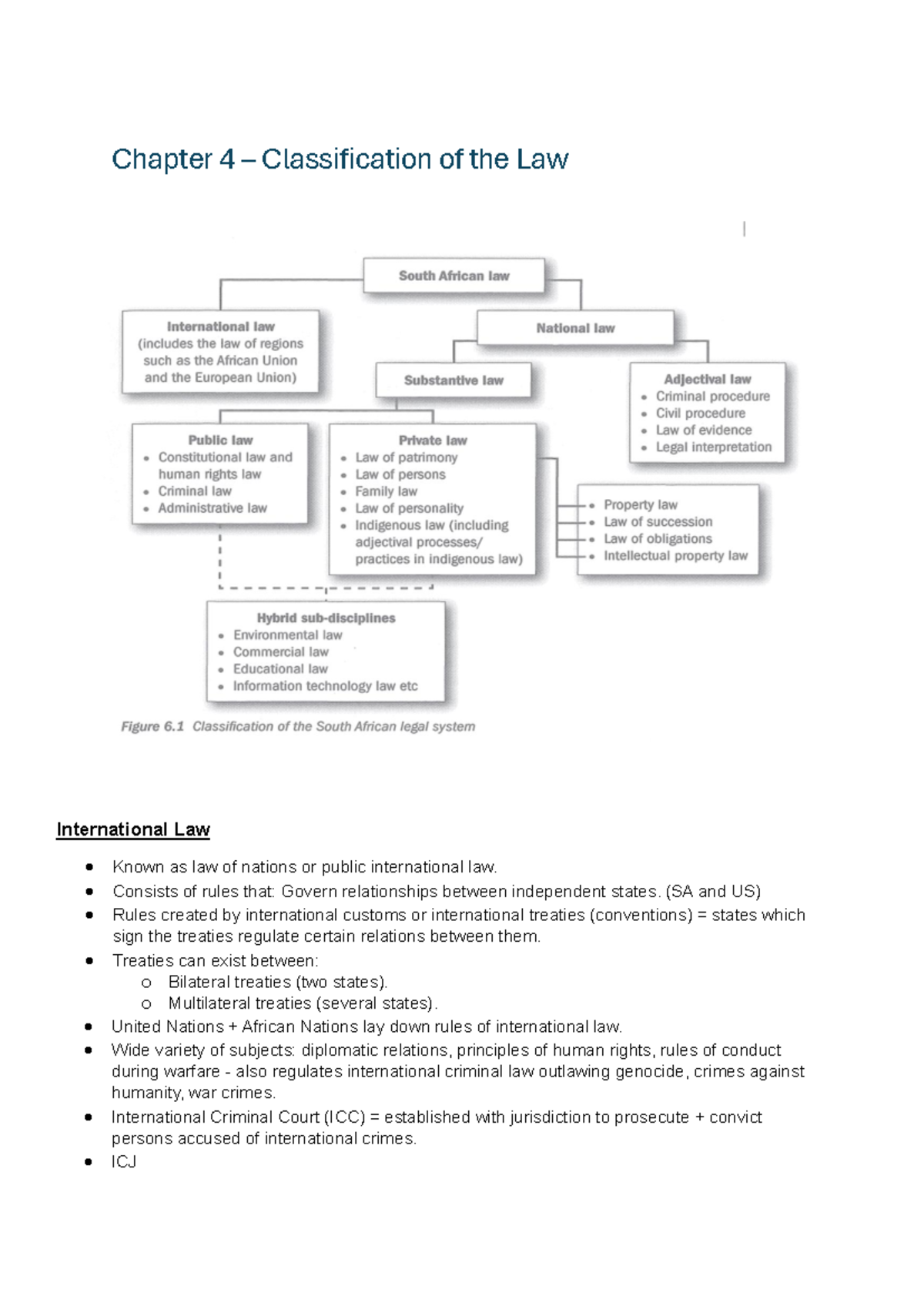 Intro to Law: Classification of Law (Topics 1 & 2) - Chapter 4 - Studocu