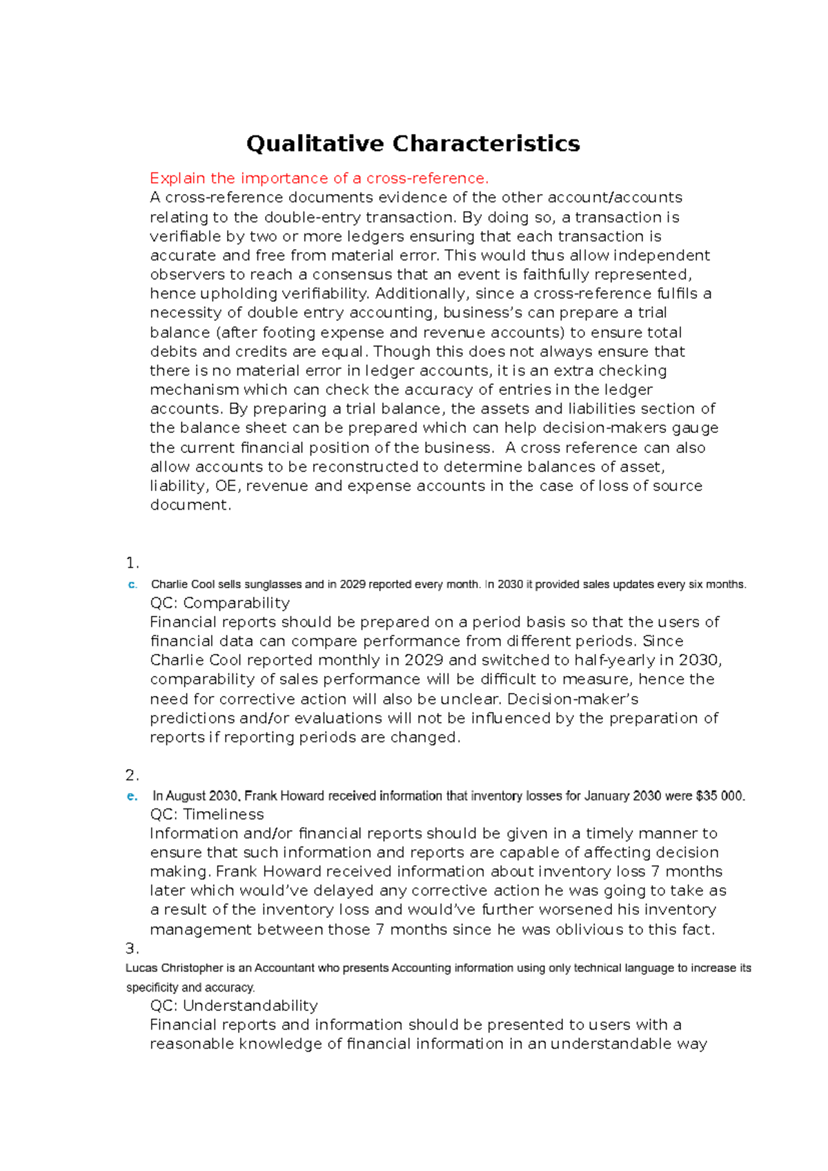 Model Responses for Unit 3 AOS1A: Qualitative Characteristics in ...
