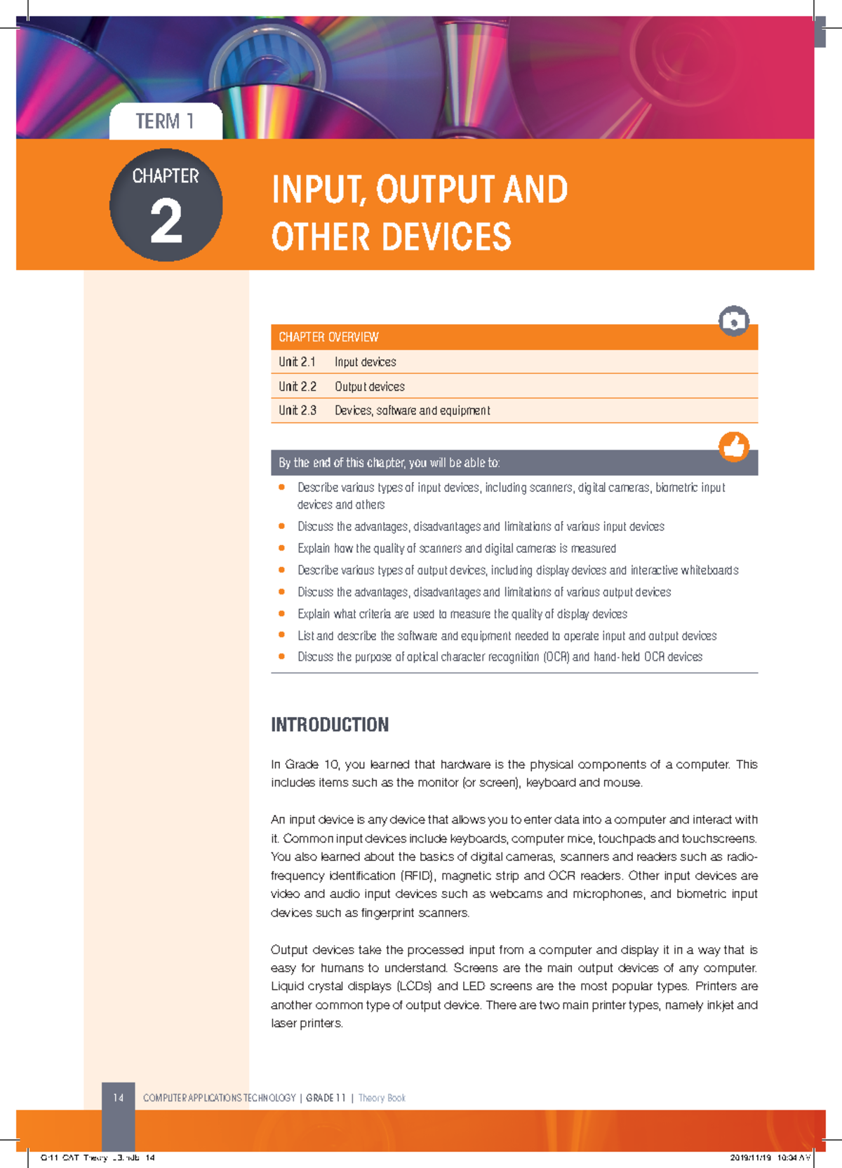 Gr11 CAT Theory Chap 2: Input, Output & Device Overview - Studocu