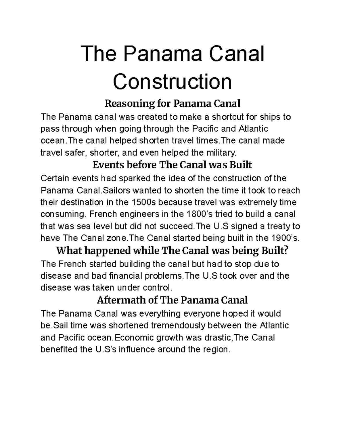 The Panama Canal Construction: Historical Insights and Impact - Studocu