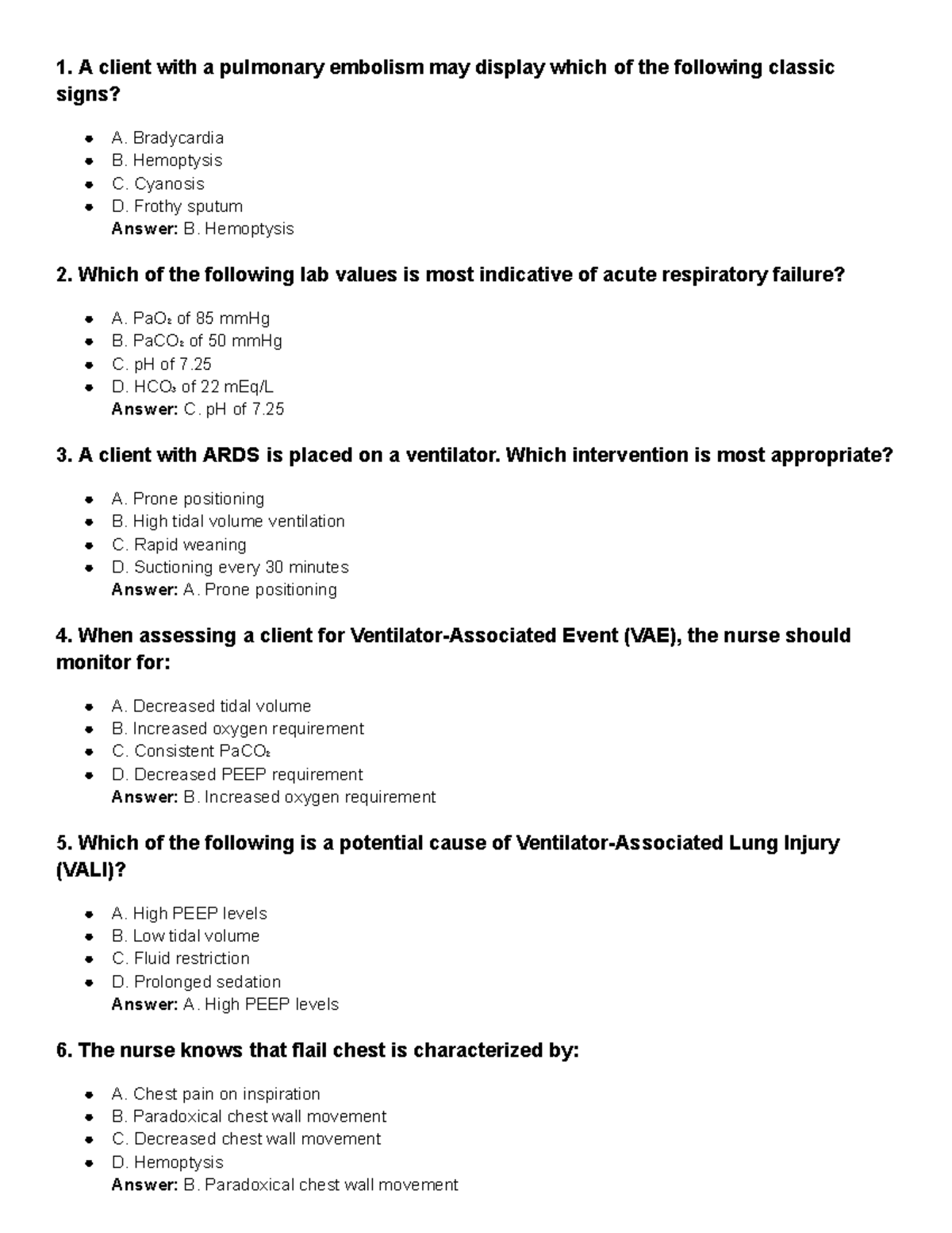 Nur 265 Exam 2 Review: Practice Questions and Answers - Studocu