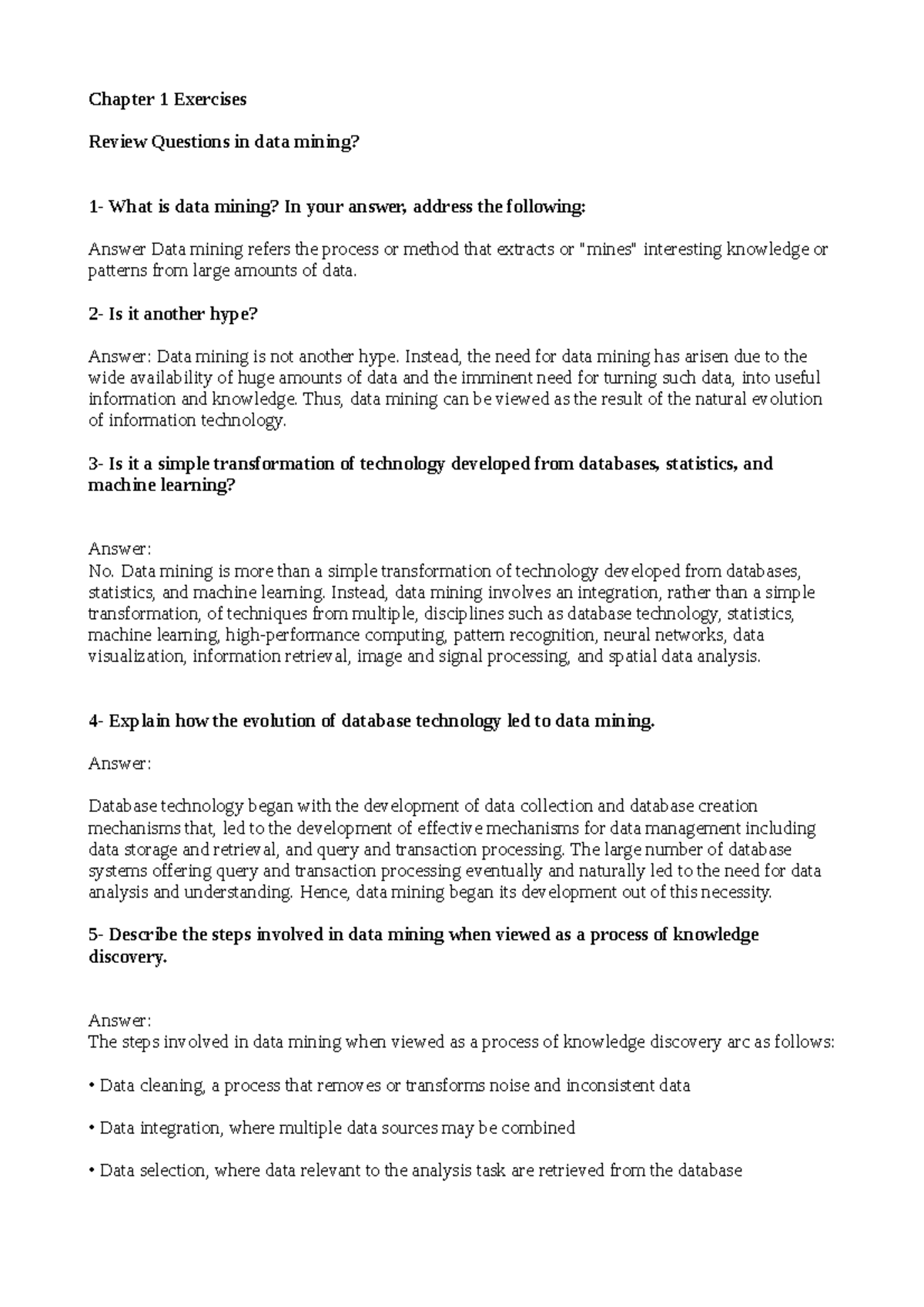 Chp 1 exercises & solutions - Chapter 1 Exercises Review Questions in ...