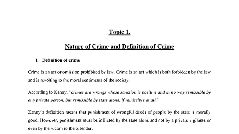 IPC Study Material Notes: Nature, Definition, and Elements of Crime ...