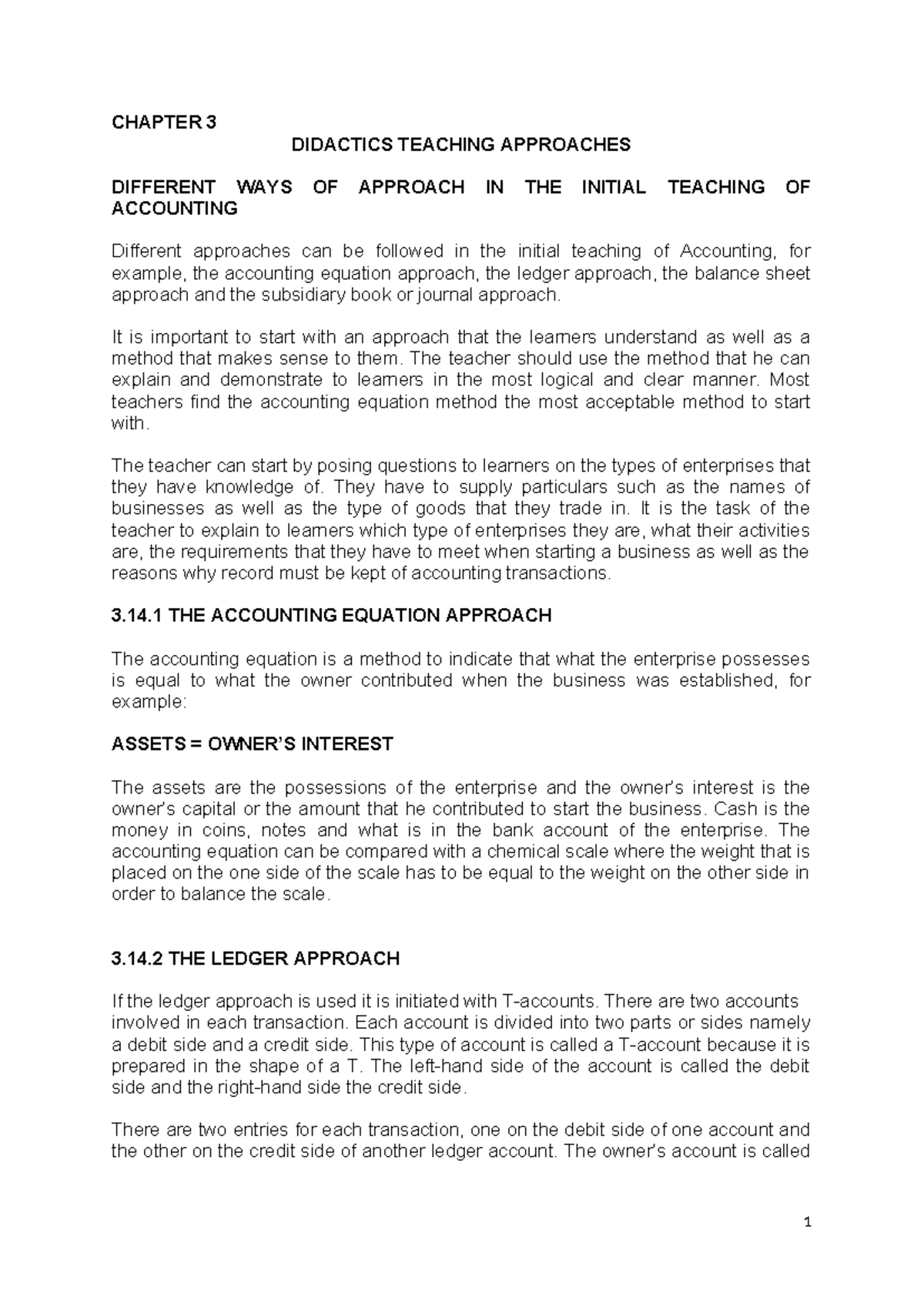 ACCE 112 Didactics: Teaching Approaches in Accounting Chapter 3 - Studocu
