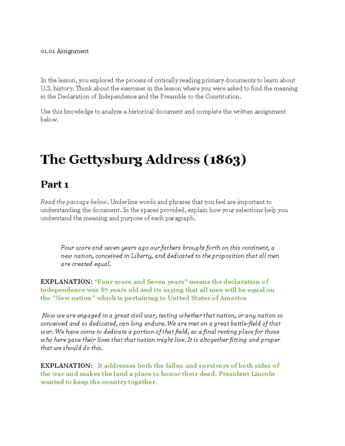 01.01 Set The Stage - 01 Assignment In the lesson, you explored the process of critically ...
