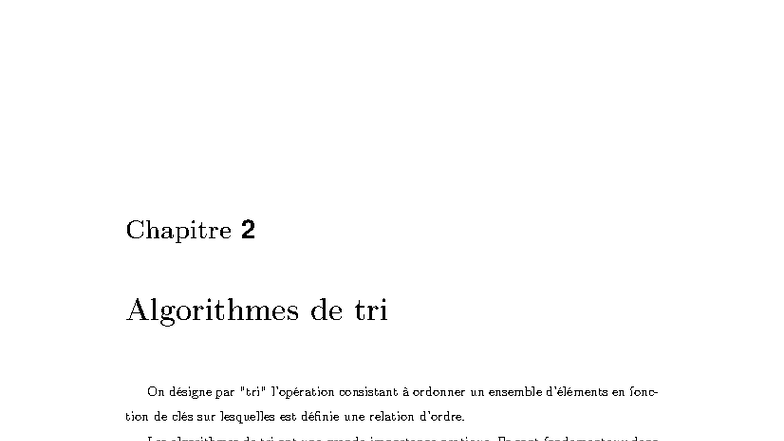 Chapitre 2 : Algorithmes de Tri - Méthodes et Complexités - Studocu