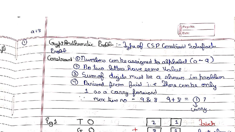 CSP Problem: Crypt Arithmetic (Send + More = Money) at8 - Studocu