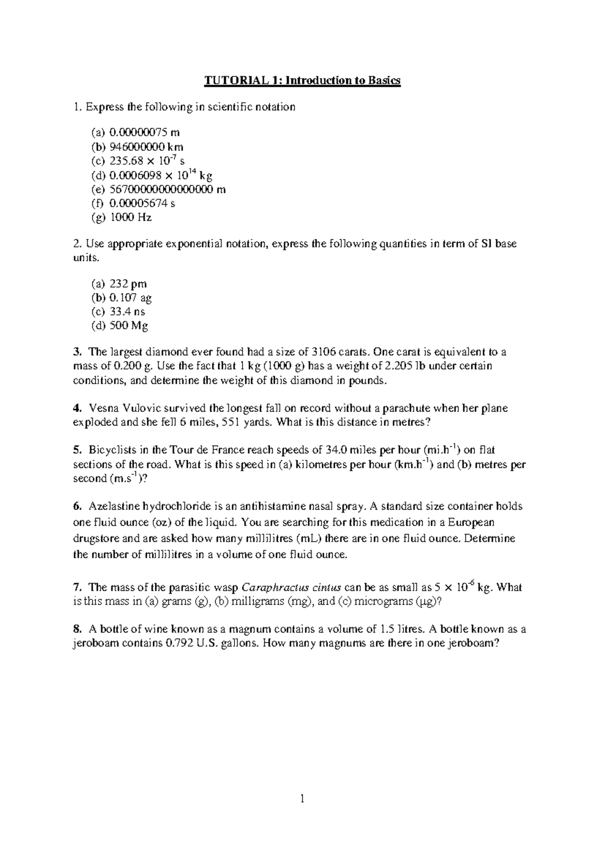 Tutorial 1 Introduction to Basics - 1 TUTORIAL 1: Introduction to ...