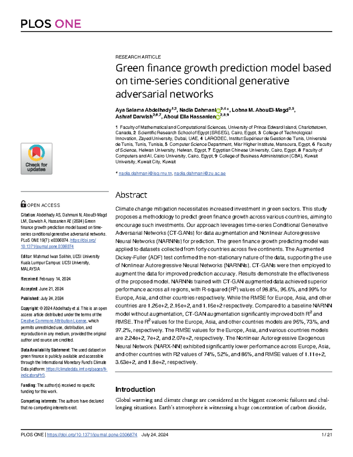 Green Finance Growth Prediction Model Using GANs and NARNNs - Studocu