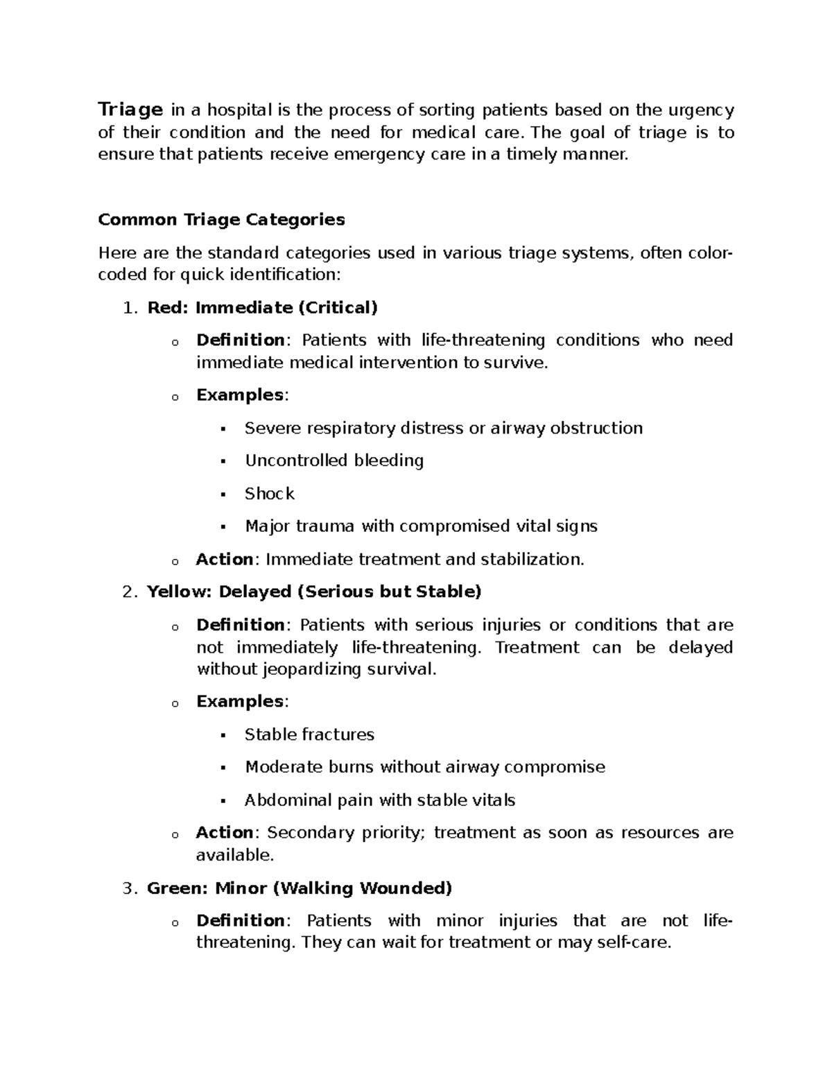 NUR 101 - Comprehensive Triage and Emergency Nursing Notes - Studocu