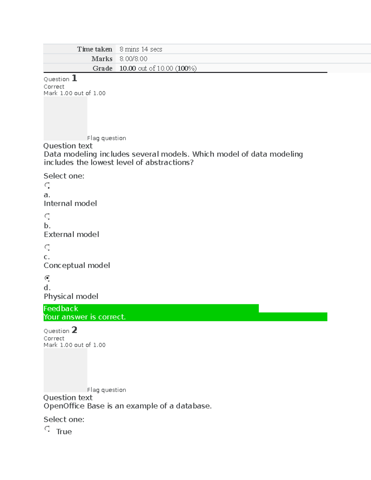 Quiz-1 Results and Analysis for Data Modeling Concepts - Studocu