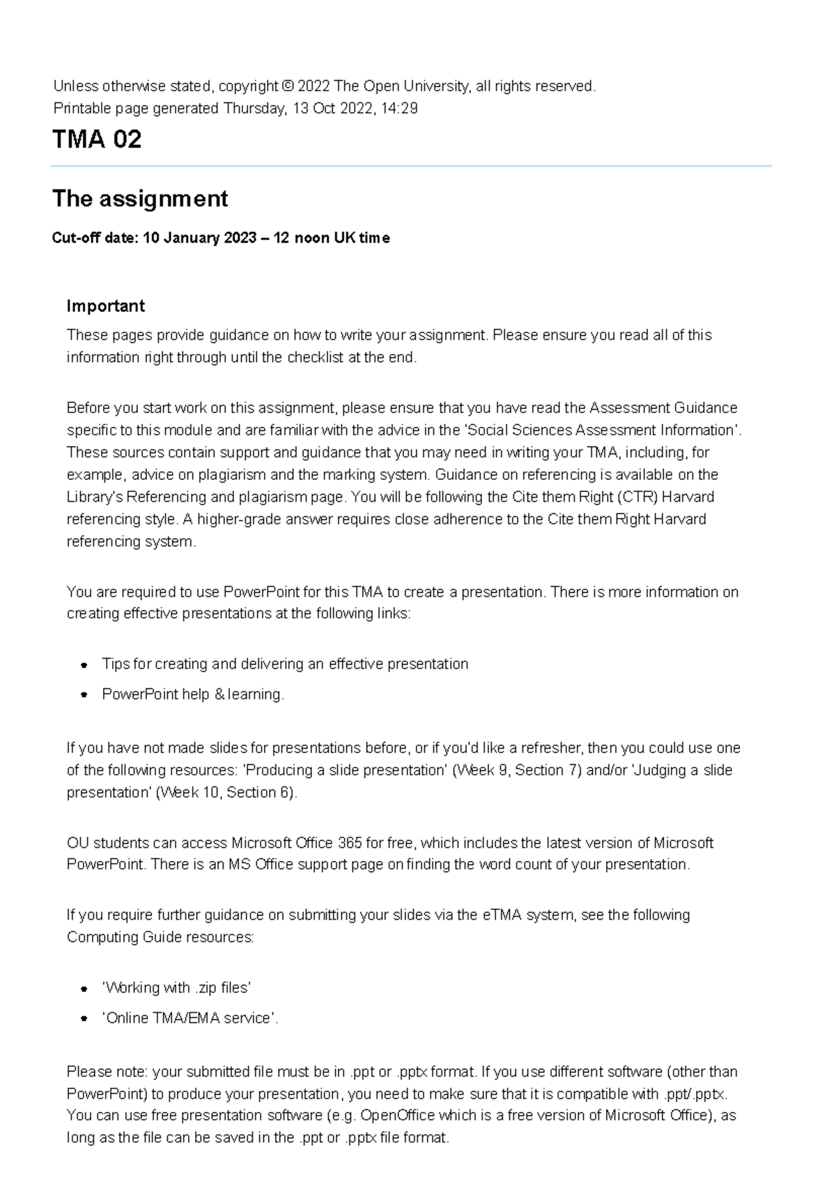 TMA 02 - Guidance for Creating Effective Presentations on Loneliness - Studocu