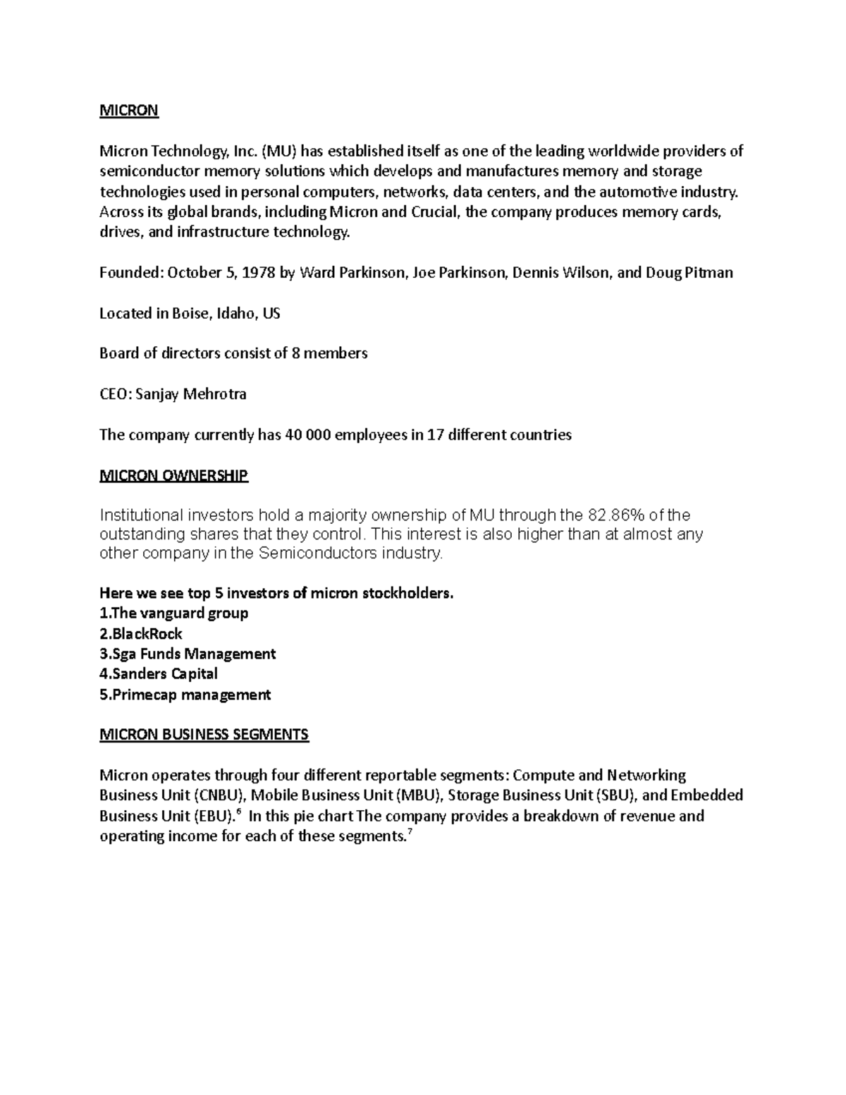 MU Micron Technology Overview: Business Segments, Ownership, & Ethics ...